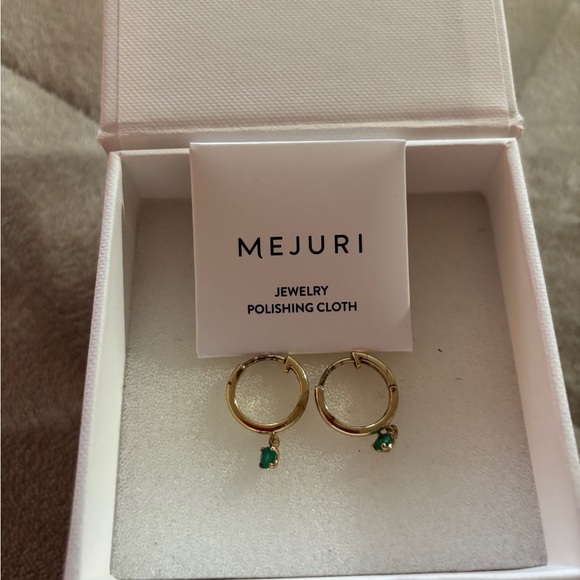 Mejuri | Jewelry | Mejuri Gold Hoops With Emerald Green Charms | Poshmark